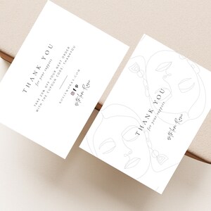 Line Art Thank You Card Template Abstract Minimalist Small - Etsy