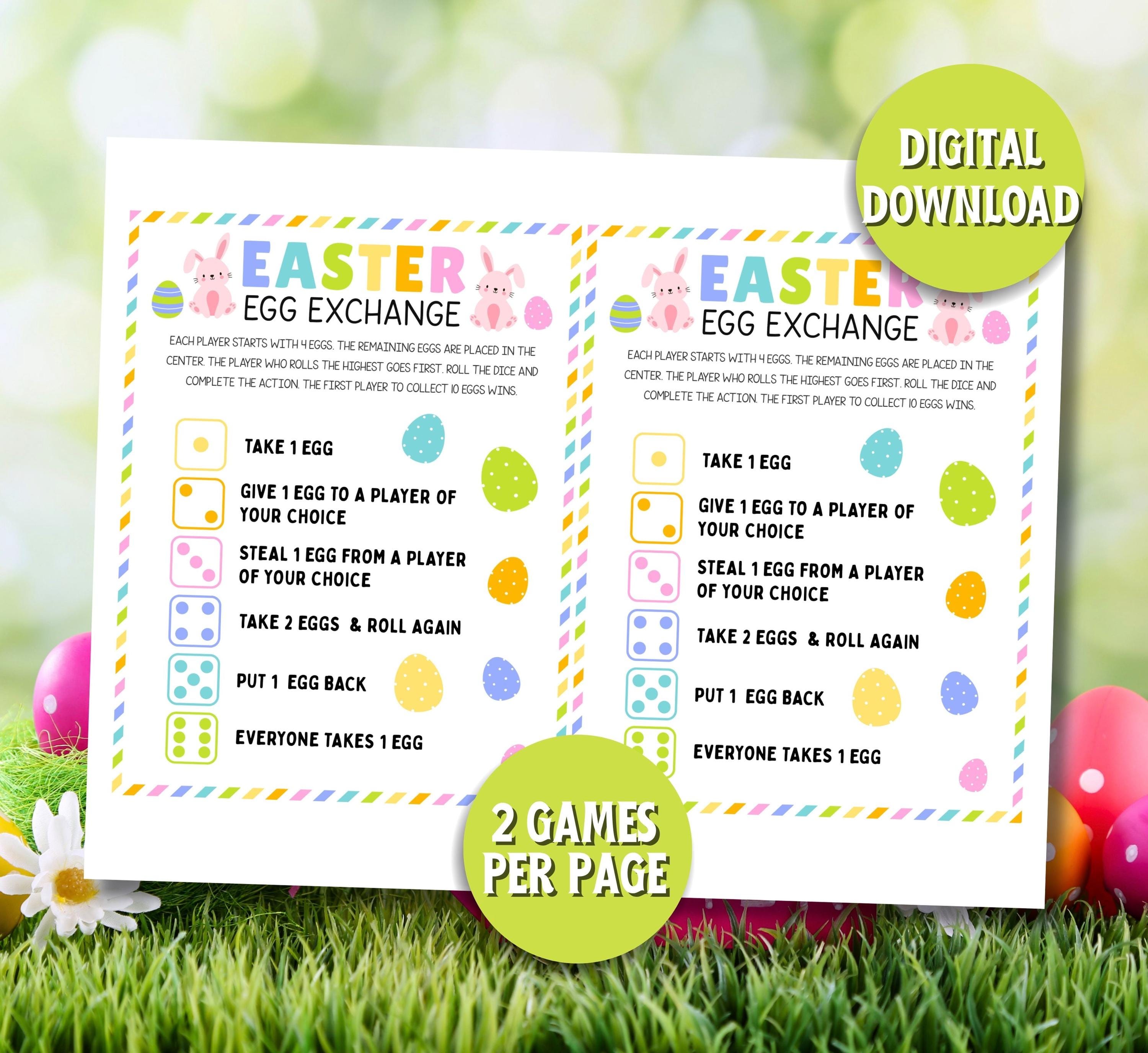 Easter Egg Exchange Dice Game, Printable Easter Games, Easter Dice Game ...