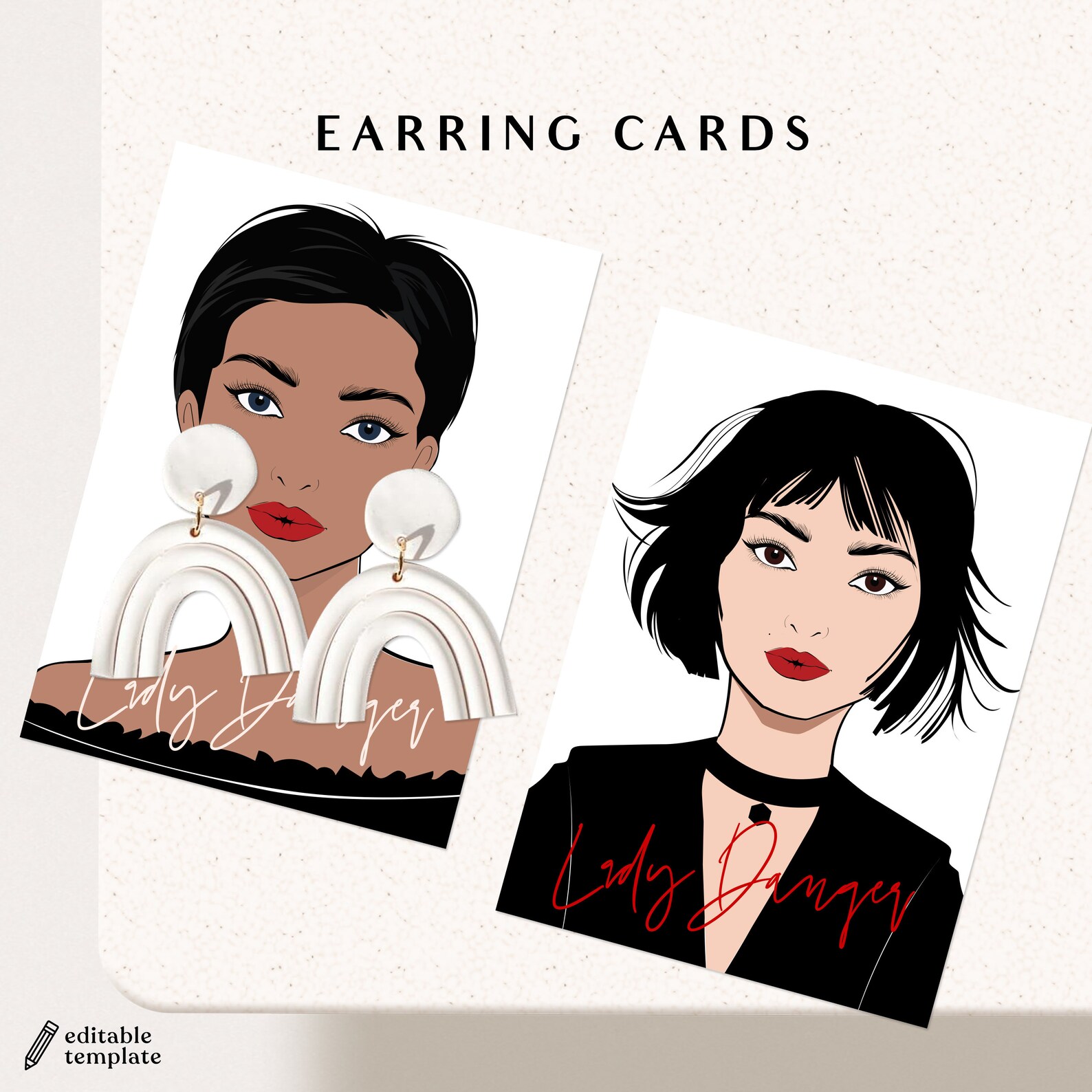 Custom Jewelry Display Card, Editable Earring Card Template, Earring ...