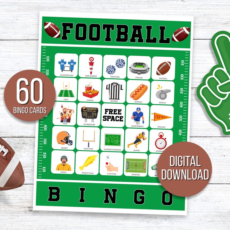 Printable football bingo cards - Etsy España