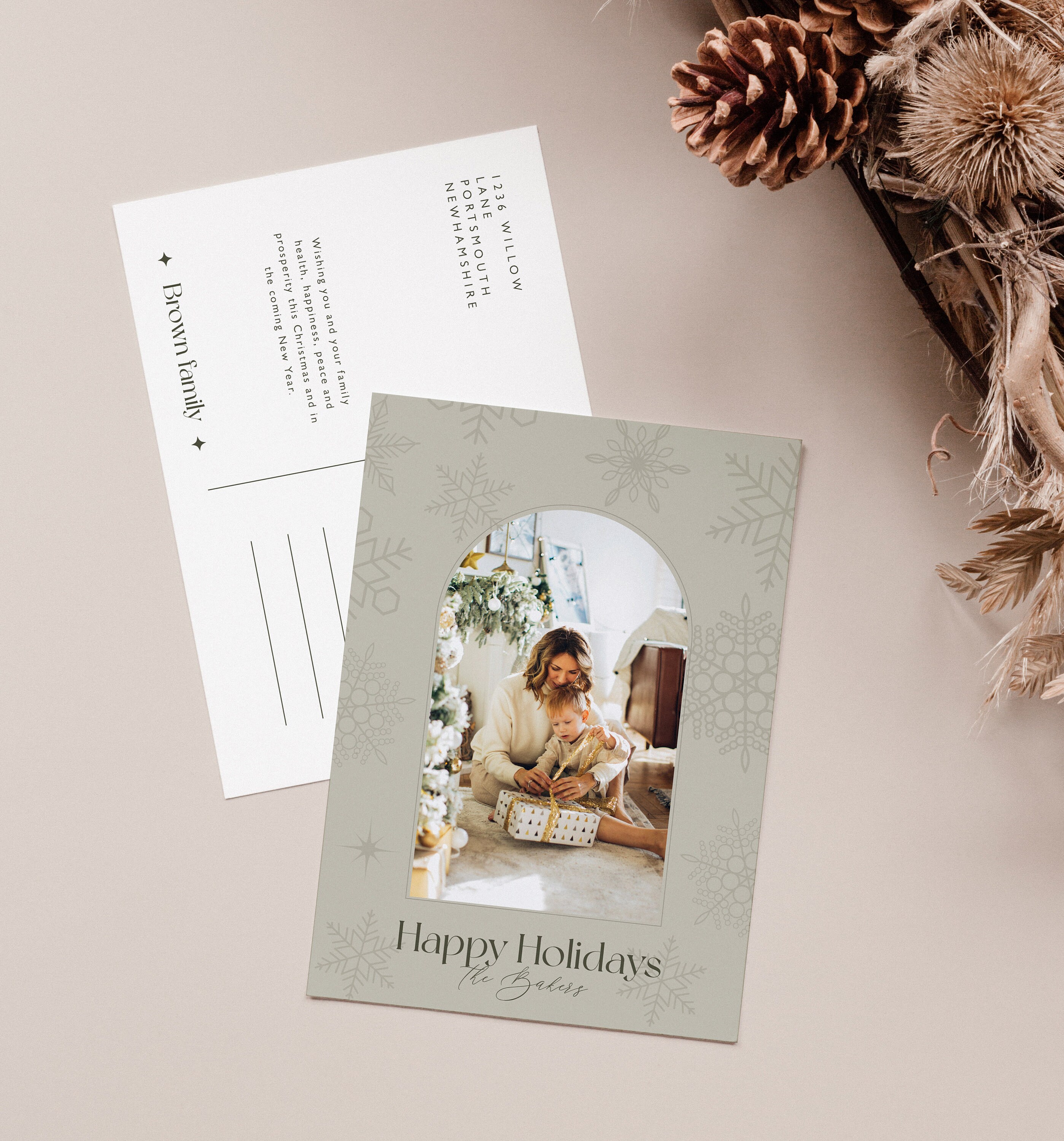 Holiday Photo Card Template Printable Christmas Card Boho | Etsy