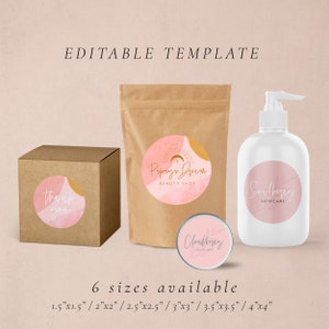 Editable Round Label Template, DIY Cosmetics Label, Custom Round Label ...
