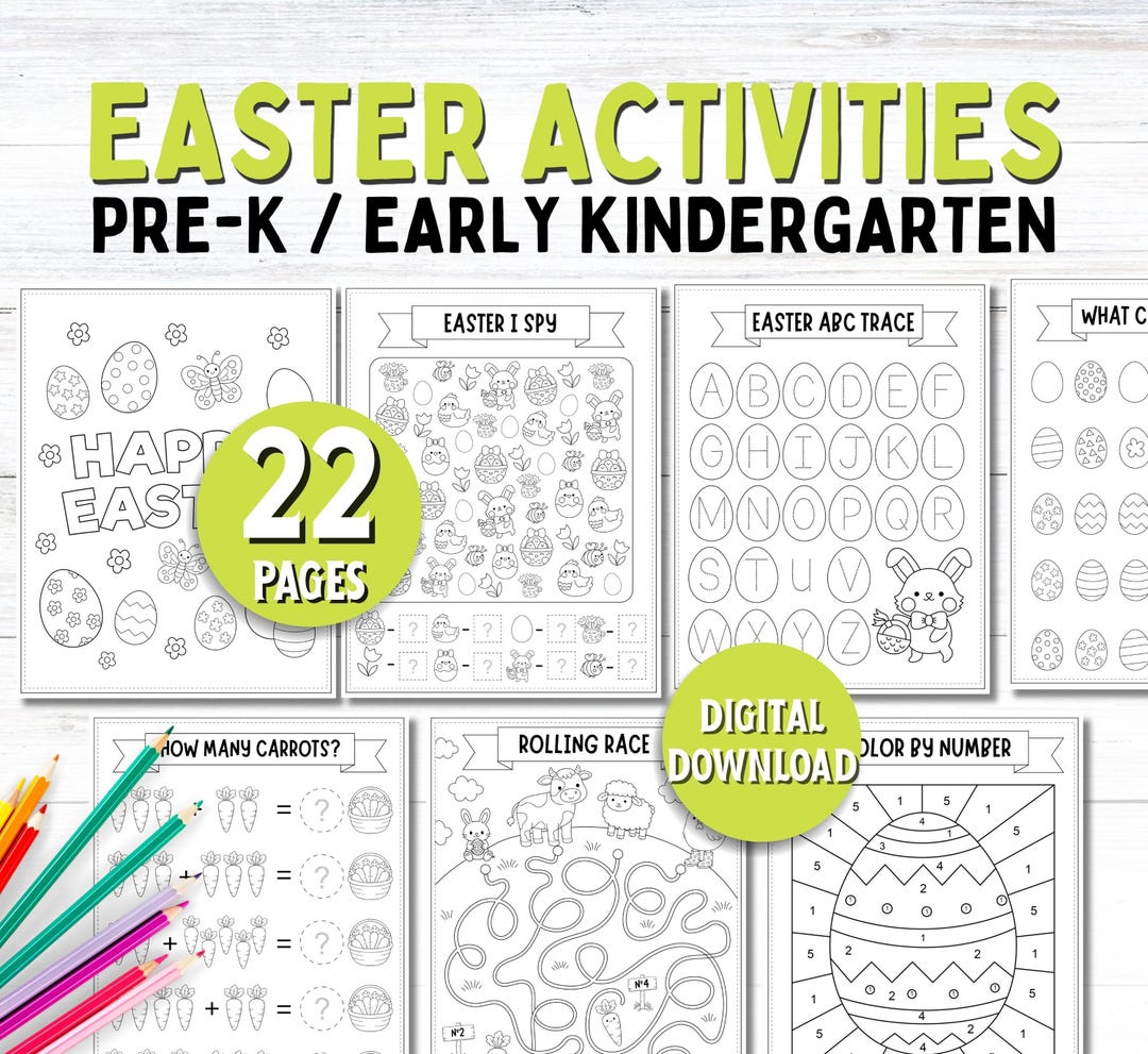 Easter Activity Book for Kids | Preschool Kindergarten Worksheets ...