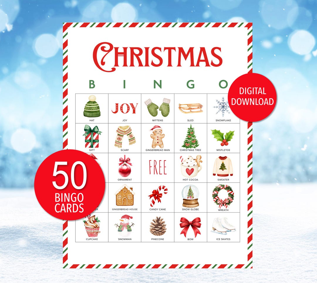 Christmas Bingo Game, 50 Cards, Holiday Party (digital Download) - Etsy