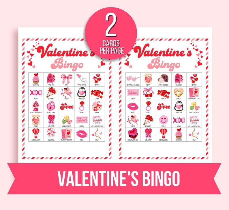 Valentine's Day Bingo Printable, Valentine's Party Game, Printable ...