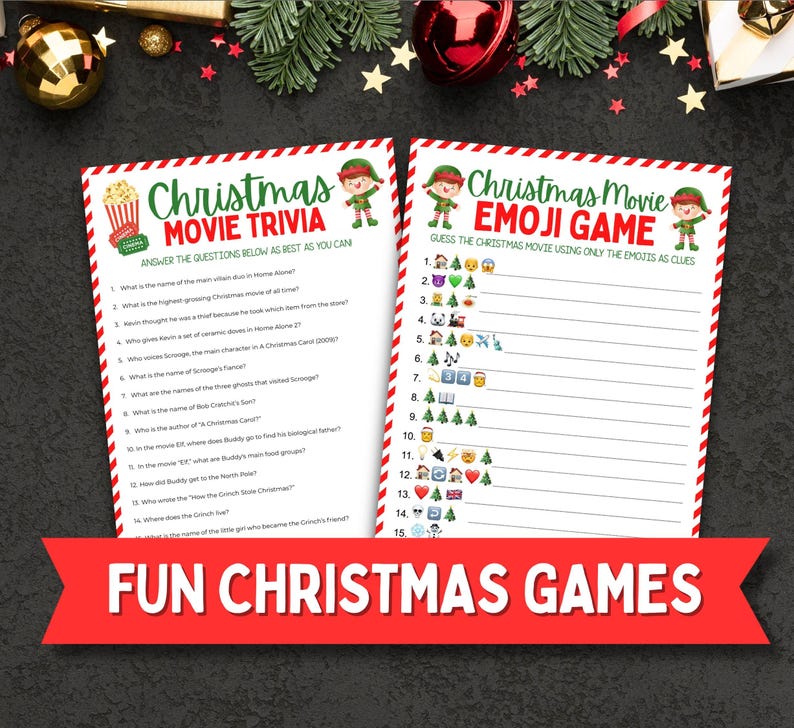 Christmas Game Bundle, Trivia, Emoji Game, Word Search, Family Activity ...