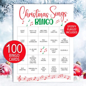 Christmas Song Bingo Cards, Holiday Music Bingo, Party Game, Printable ...