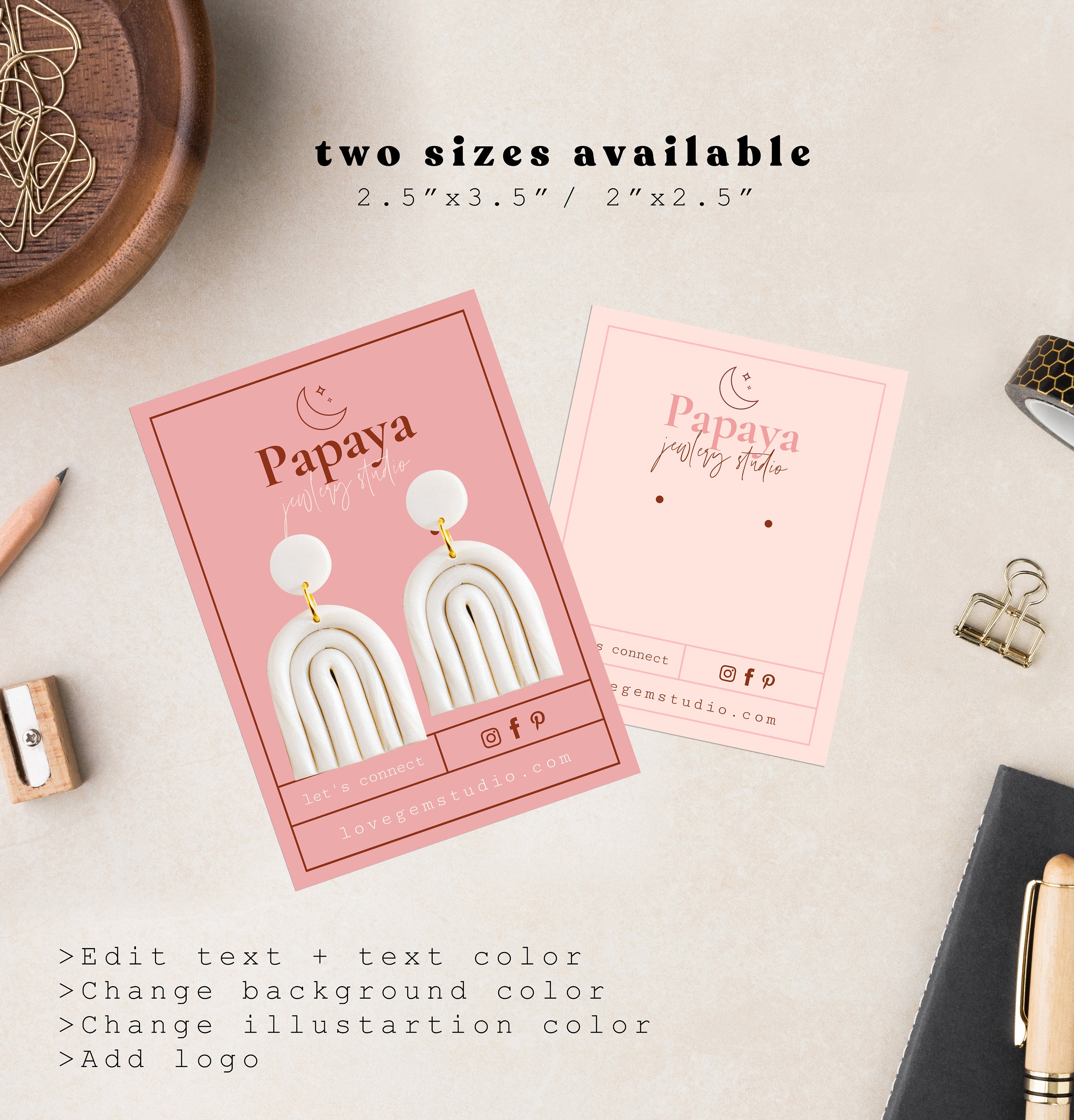 Custom Jewelry Display Card Editable Earring Card Template | Etsy