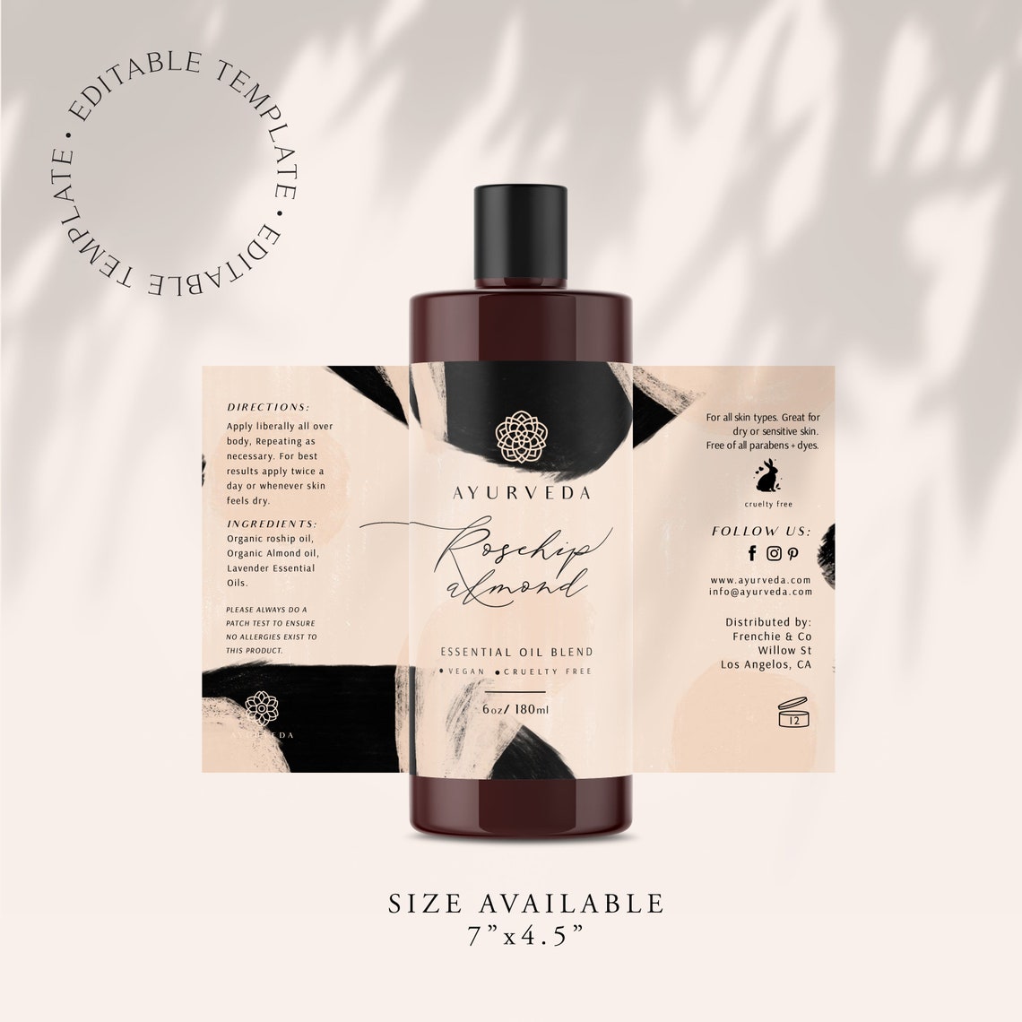 Editable Cosmetic Label Template Custom Beauty Product Label - Etsy ...