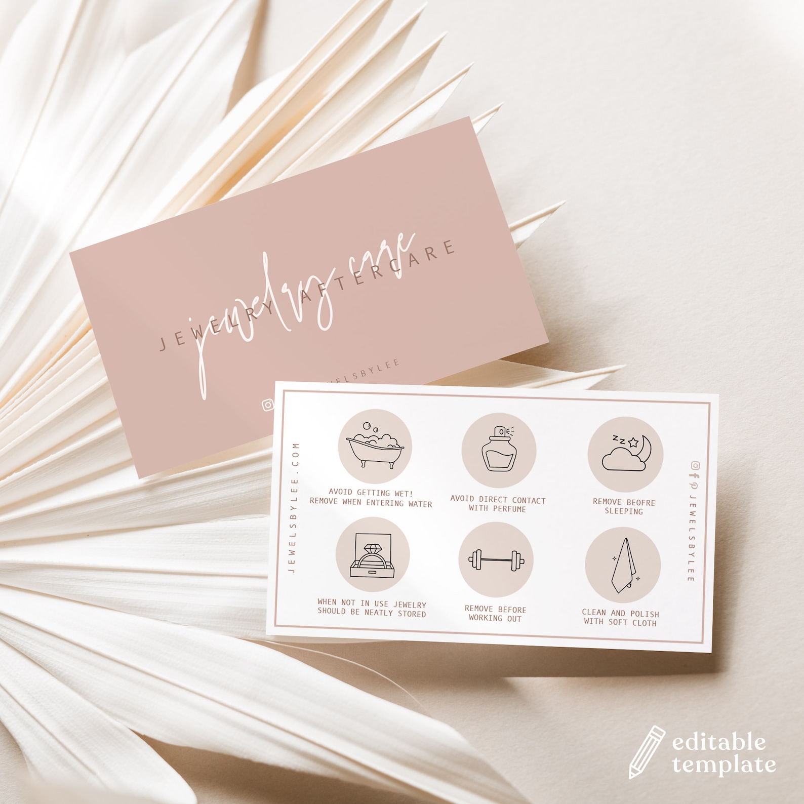 Editable Jewellery Care Card Template Printable Care Guide - Etsy