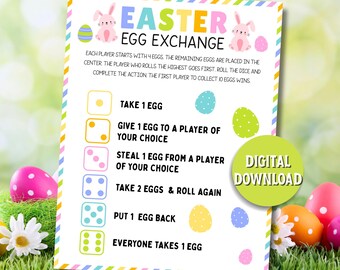 Easter Egg Exchange Dice Game, Printable Easter Games, Easter Dice Game ...
