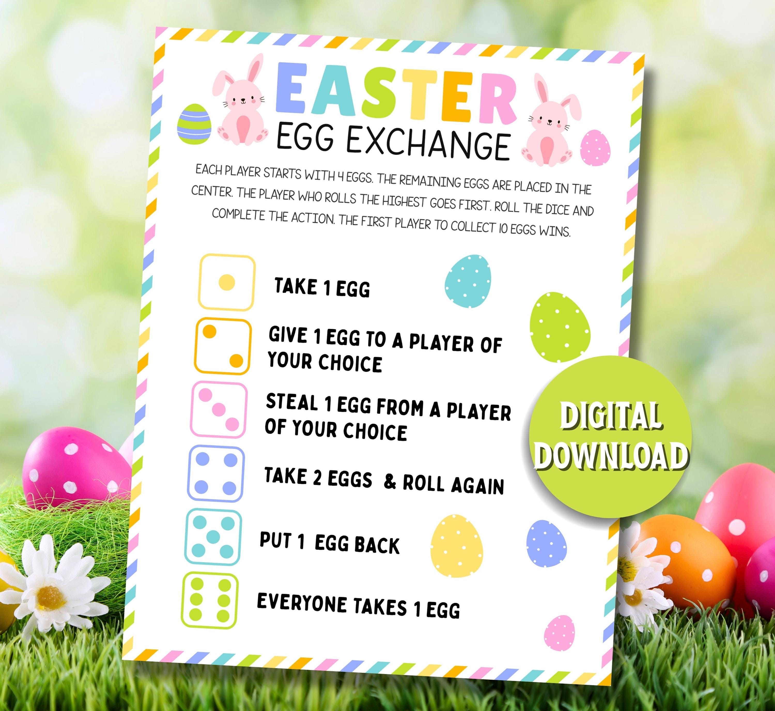 Easter Egg Exchange Dice Game, Printable Easter Games, Easter Dice Game ...