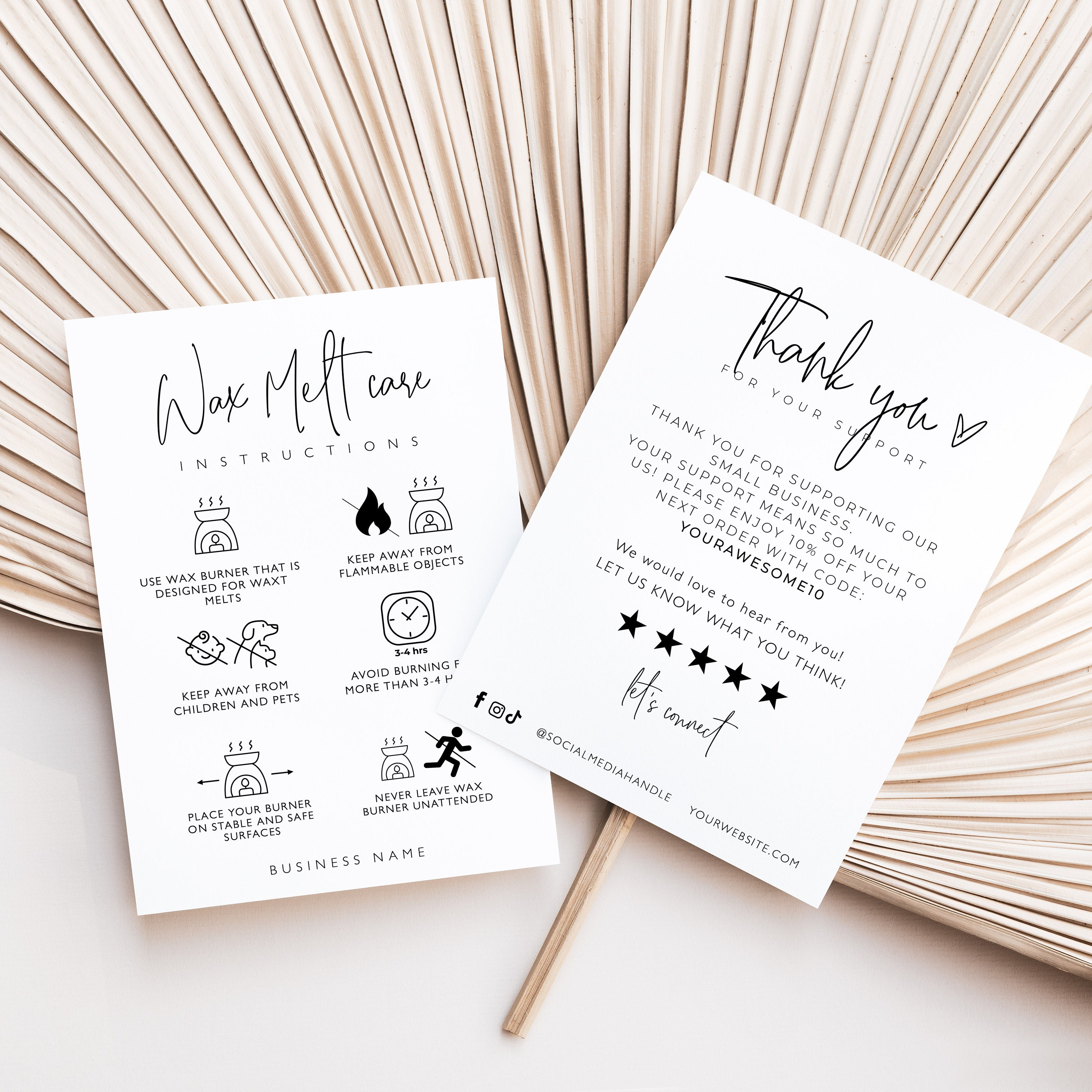 Wax Melt Care Card Template Editable Wax Melts Care Guide - Etsy