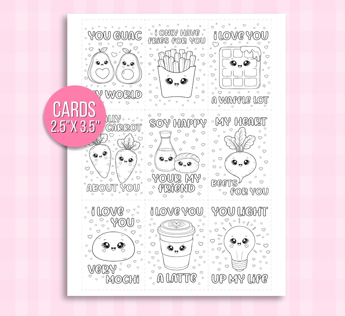 Valentines Day Coloring Cards, Valentine Cards, Valentine's Cards for ...