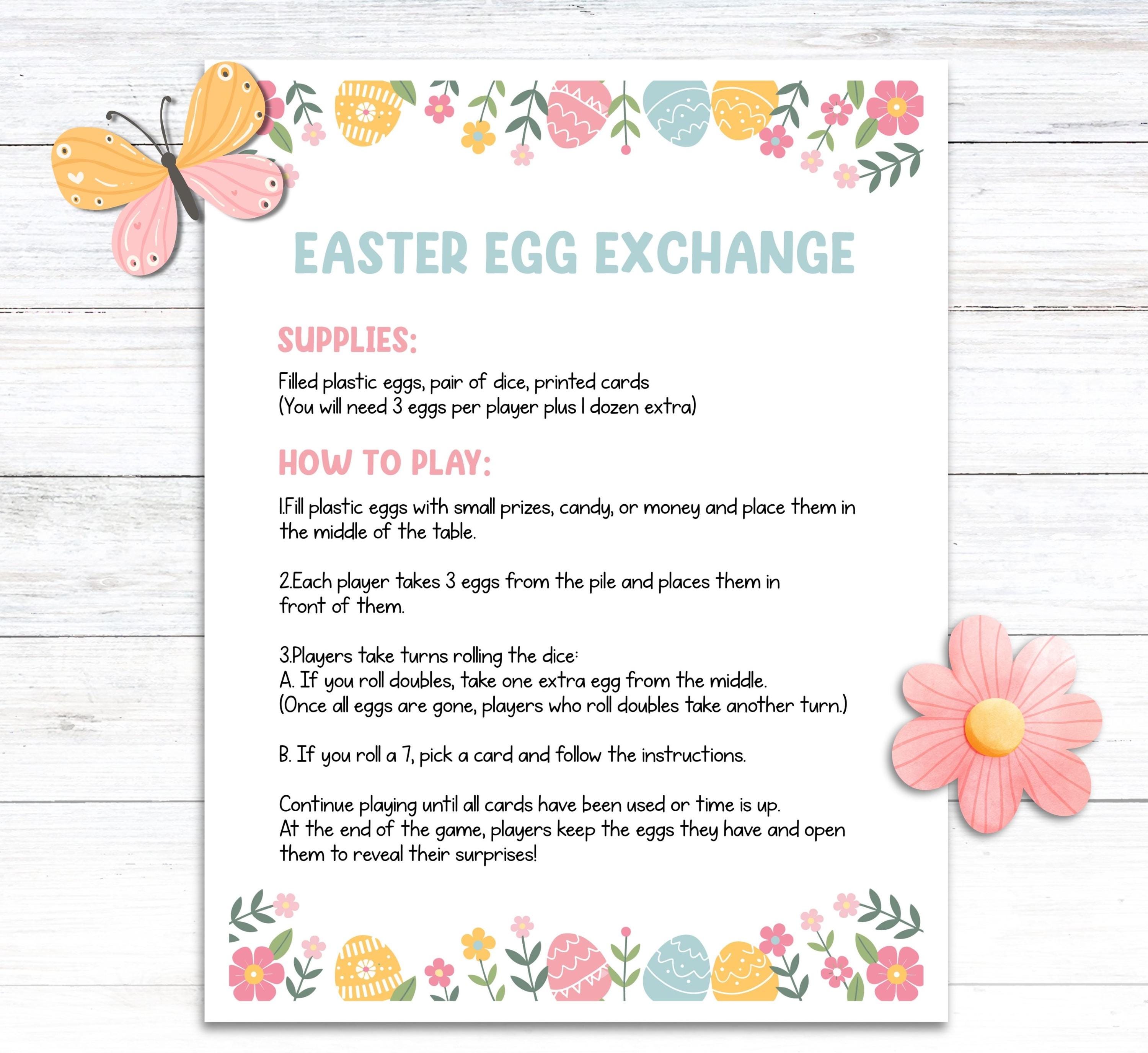 Easter Egg Exchange Game, Pass Prize Dice Game, Family Activity (60 ...