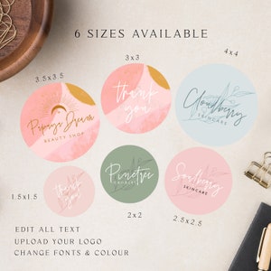 Editable Round Label Template, DIY Cosmetics Label, Custom Round Label ...