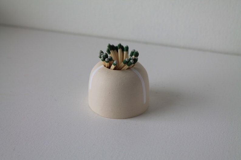 White Line Ceramic Match Striker With Matches - Etsy