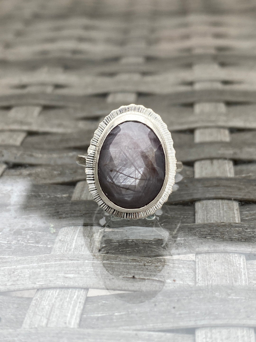 Made to Order, Rose Cut Silver/grey Sapphire Ring, Choose Your Size ...