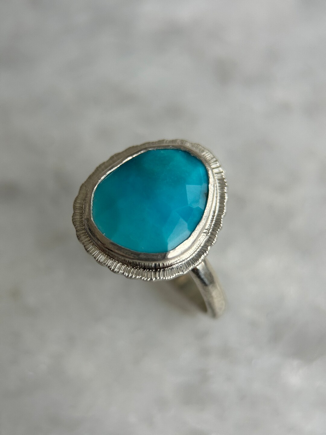 Rose Cut Arizona Turquoise Ring: Handmade Sterling Silver, December ...