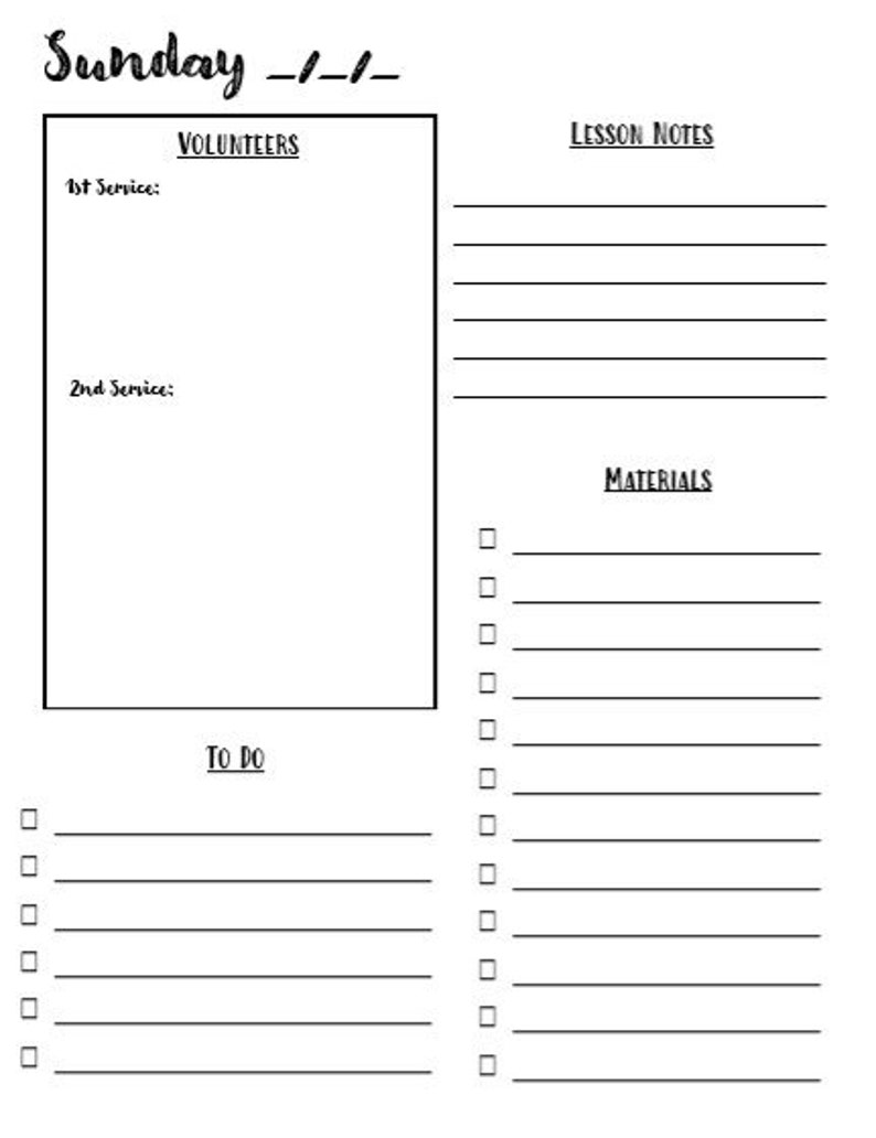 Children's Ministry Printable Planner Pages - Etsy