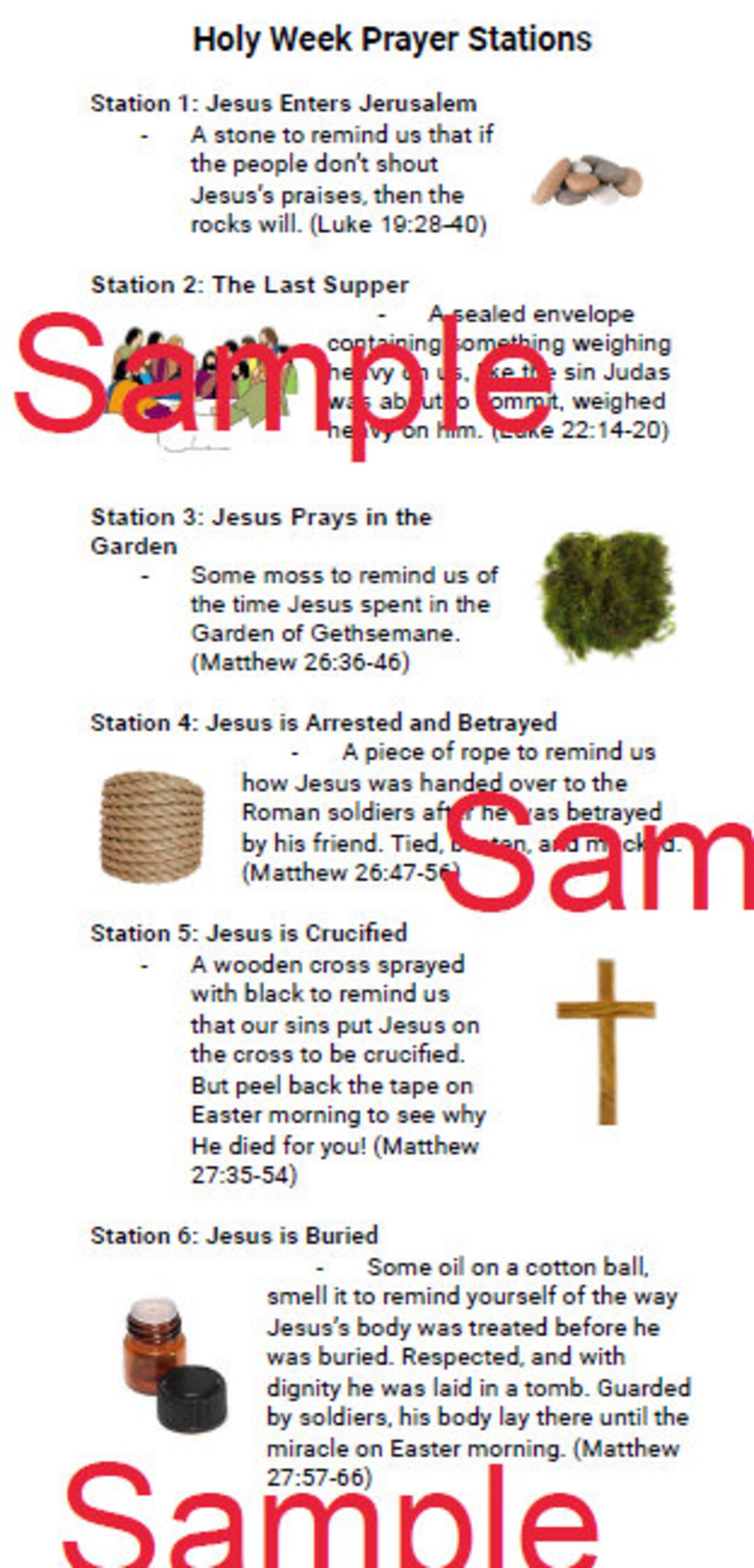 Holy Week Prayer Stations Lesson - Etsy