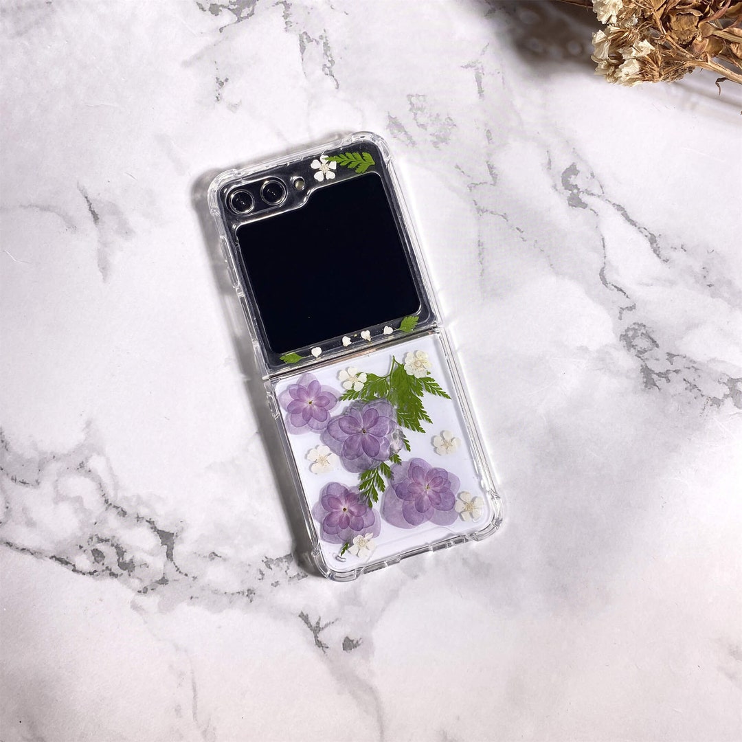 Real Green Branch Purple Flower Phone Case for Samsung Z Flip Fold 7 6 ...