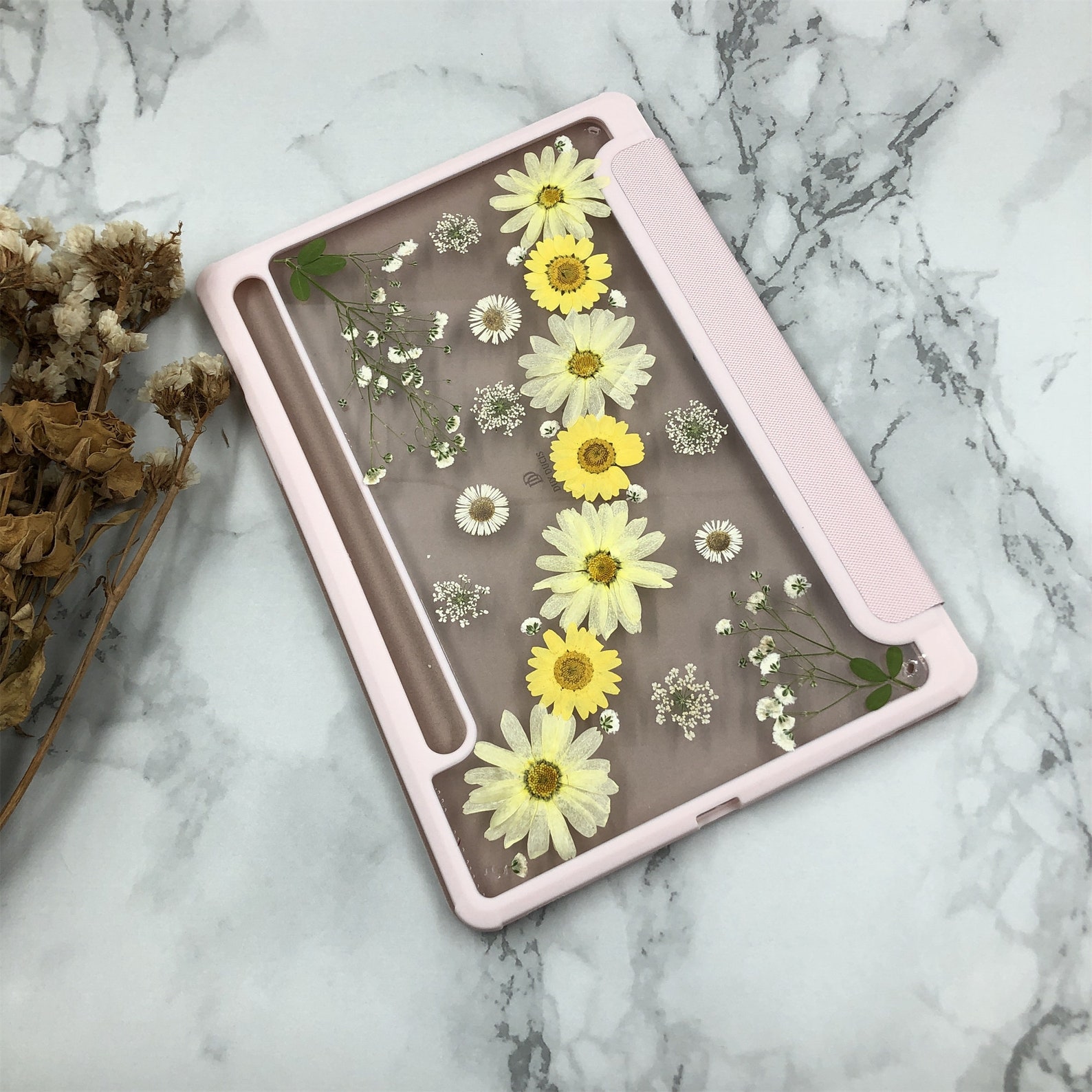Real Dry Yellow Daisy Pressed Flower Tab Case for Samsung Tab S10 S9 ...