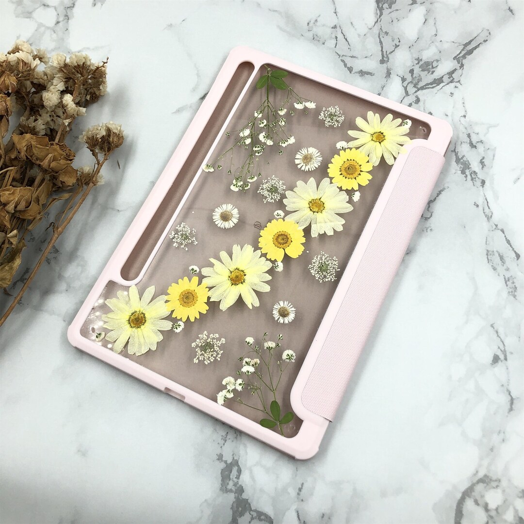 Real Dry Yellow Daisy Pressed Flower Tab Case for Samsung Tab S10 S9 ...