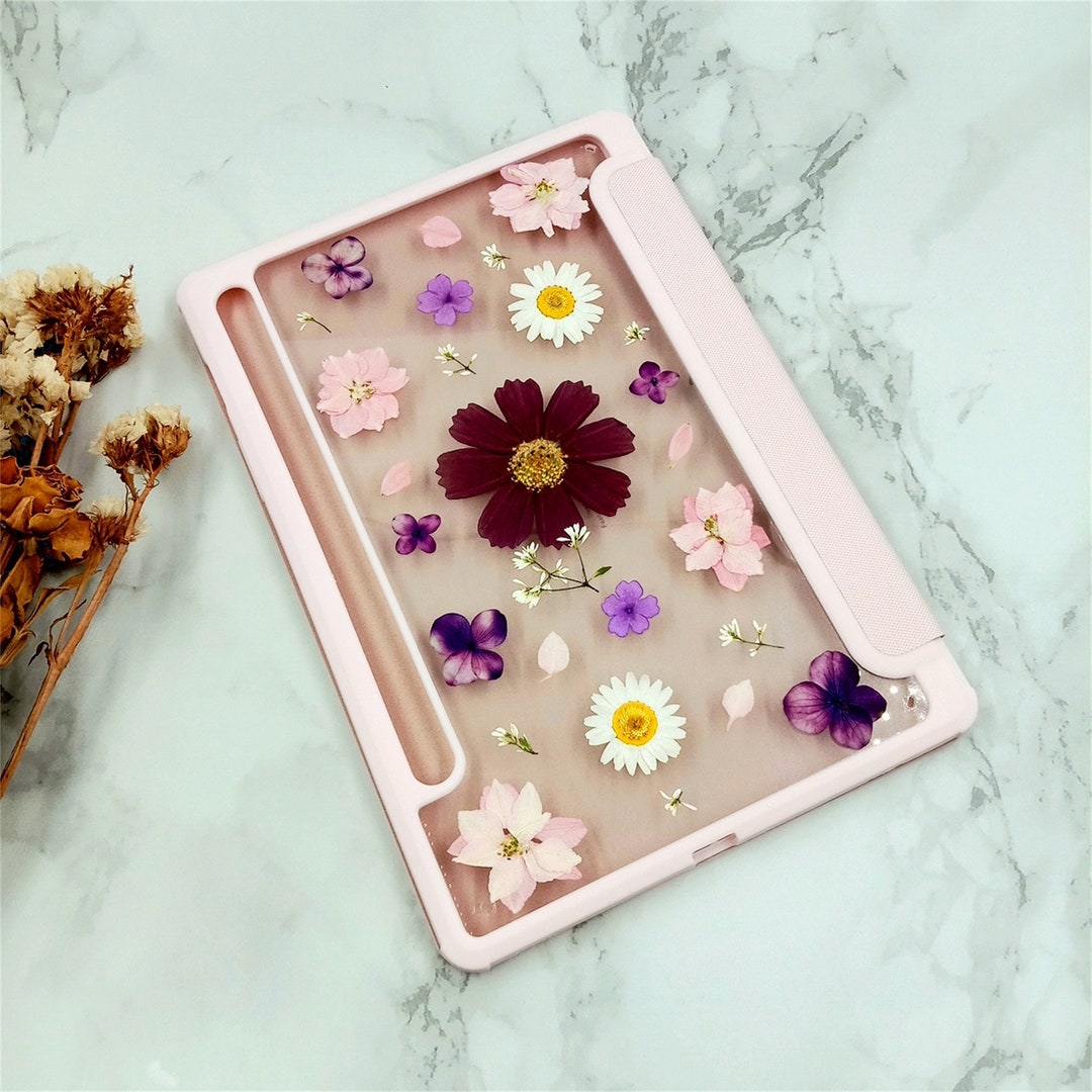 Real Purple Red Pink Pressed Flower Tab Case for Samsung Tab S10 S9 S8 ...