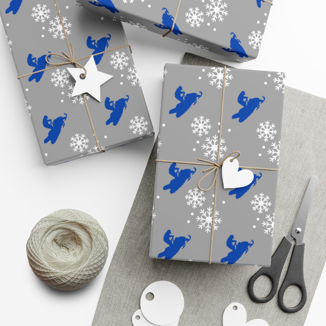 Snowmobile Gift Wrap Blue Snowmobile Wrapping Paper - Etsy