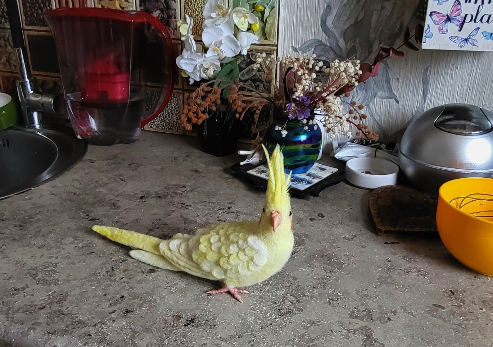 Lutino Cockatiel Wool Sculpture - Etsy