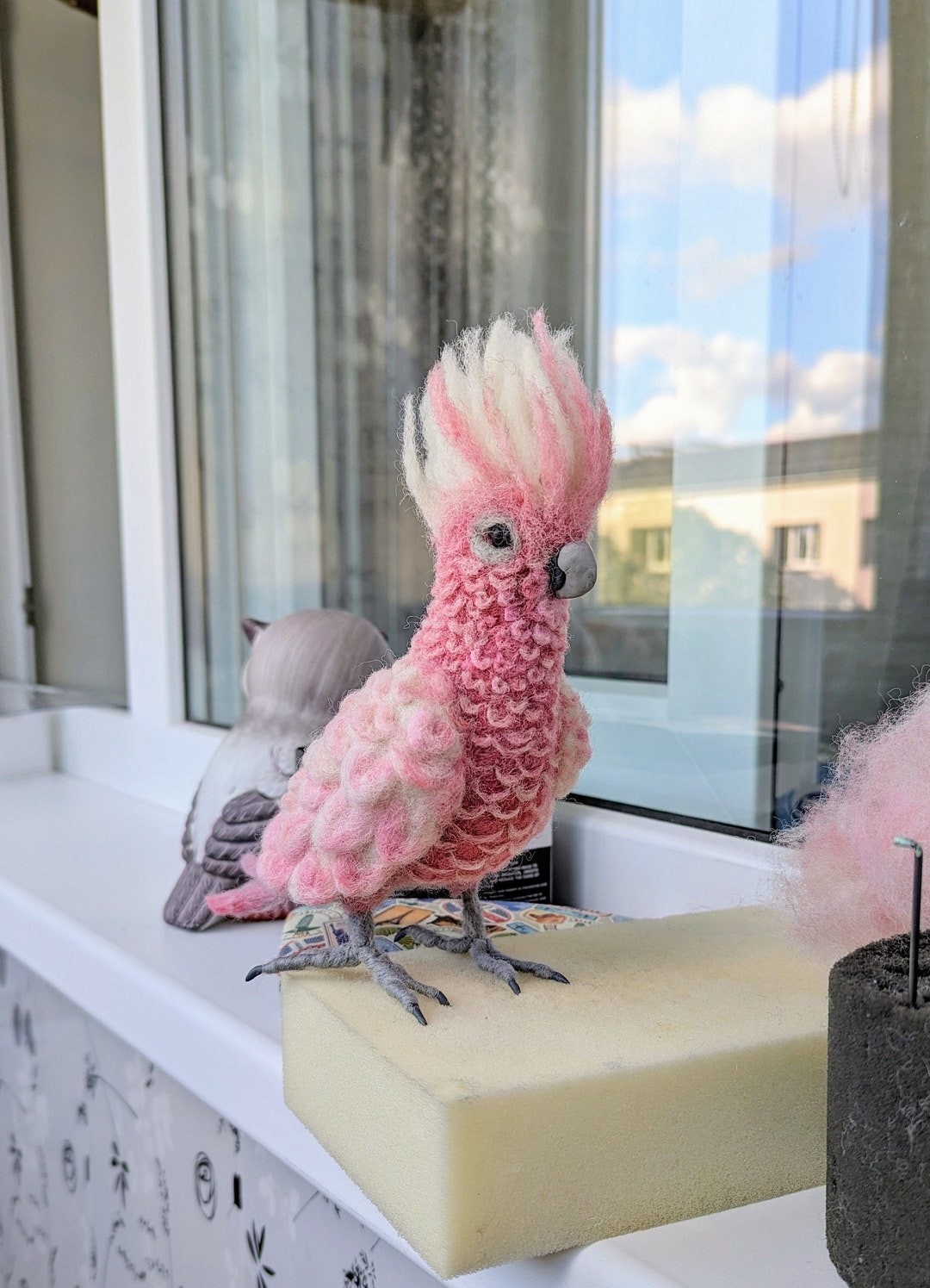 Galah Cockatoo Miniature Needle Felted. Pink Cockatoo. Cockatoo Replica ...
