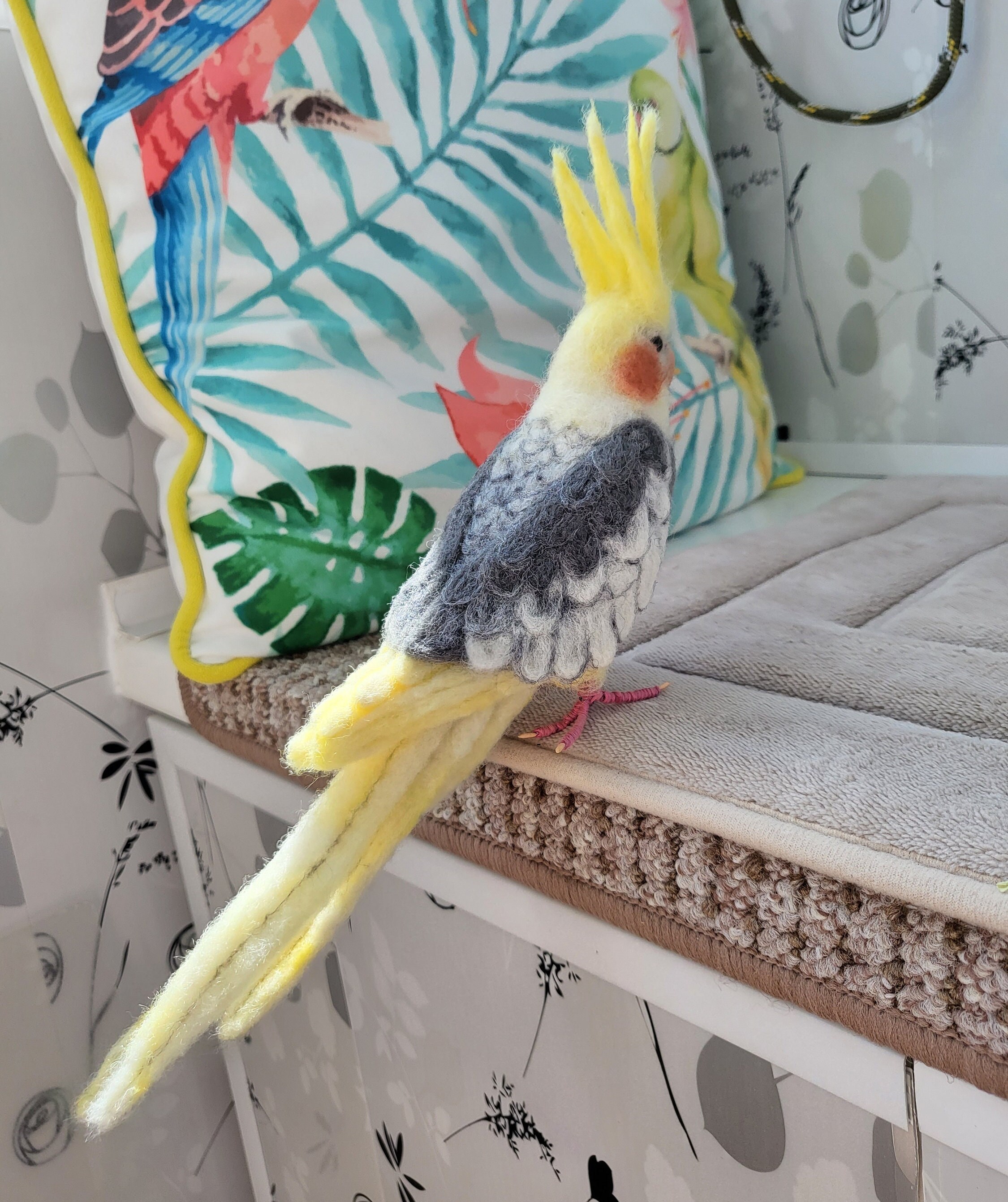 Pied Cockatiel Wool Sculpture - Etsy