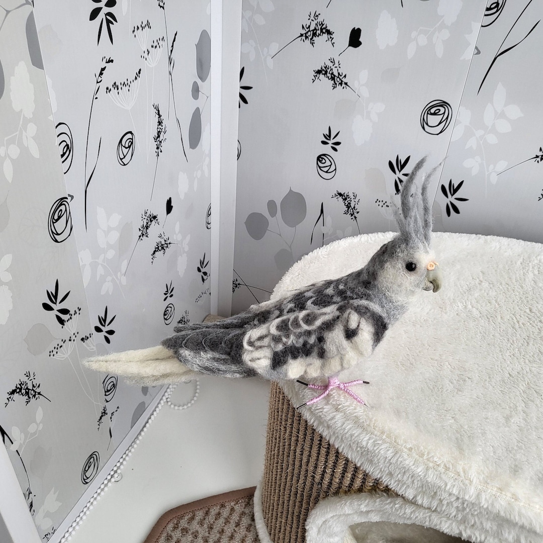 Whiteface Pearl Cockatiel Wool Sculpture. Custom Cockatiel Replica. Pet ...