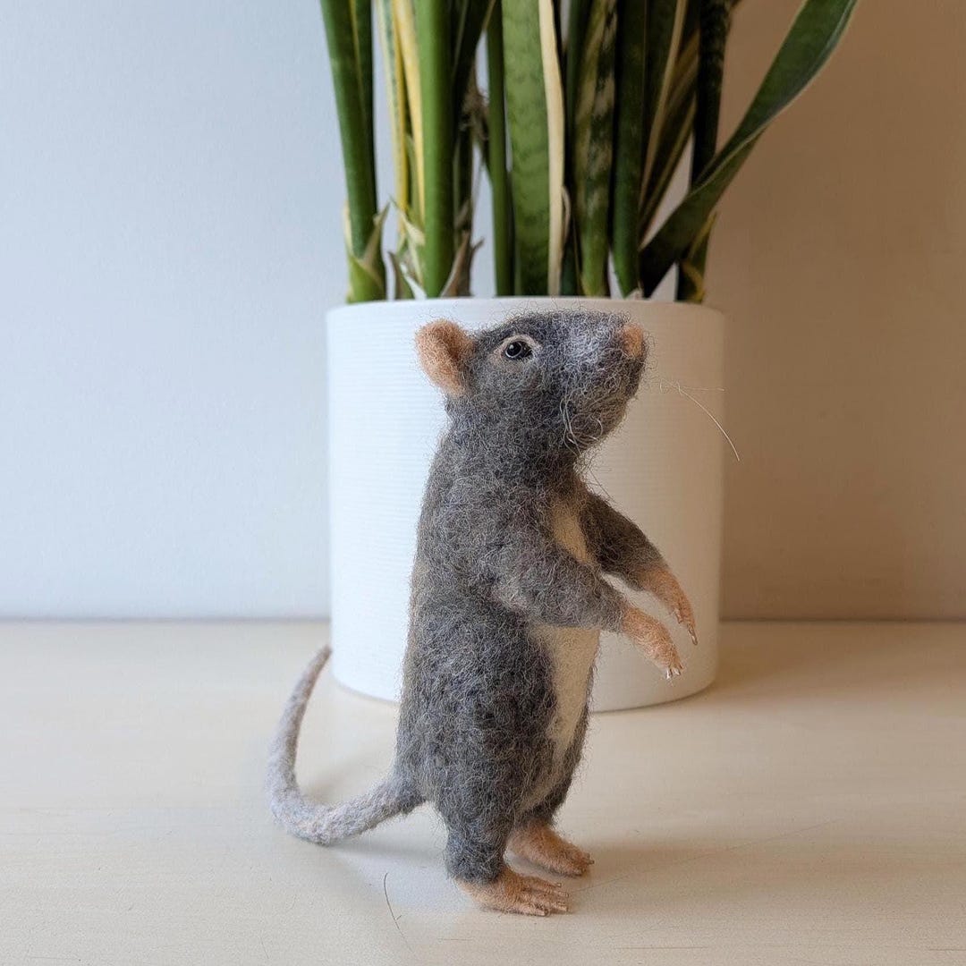 Rat Grey Decorative Realistic Wool Sculpture. Grey Rat Replica. Custom ...