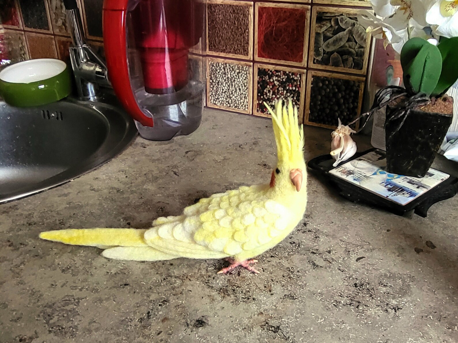 Lutino Cockatiel Wool Sculpture - Etsy