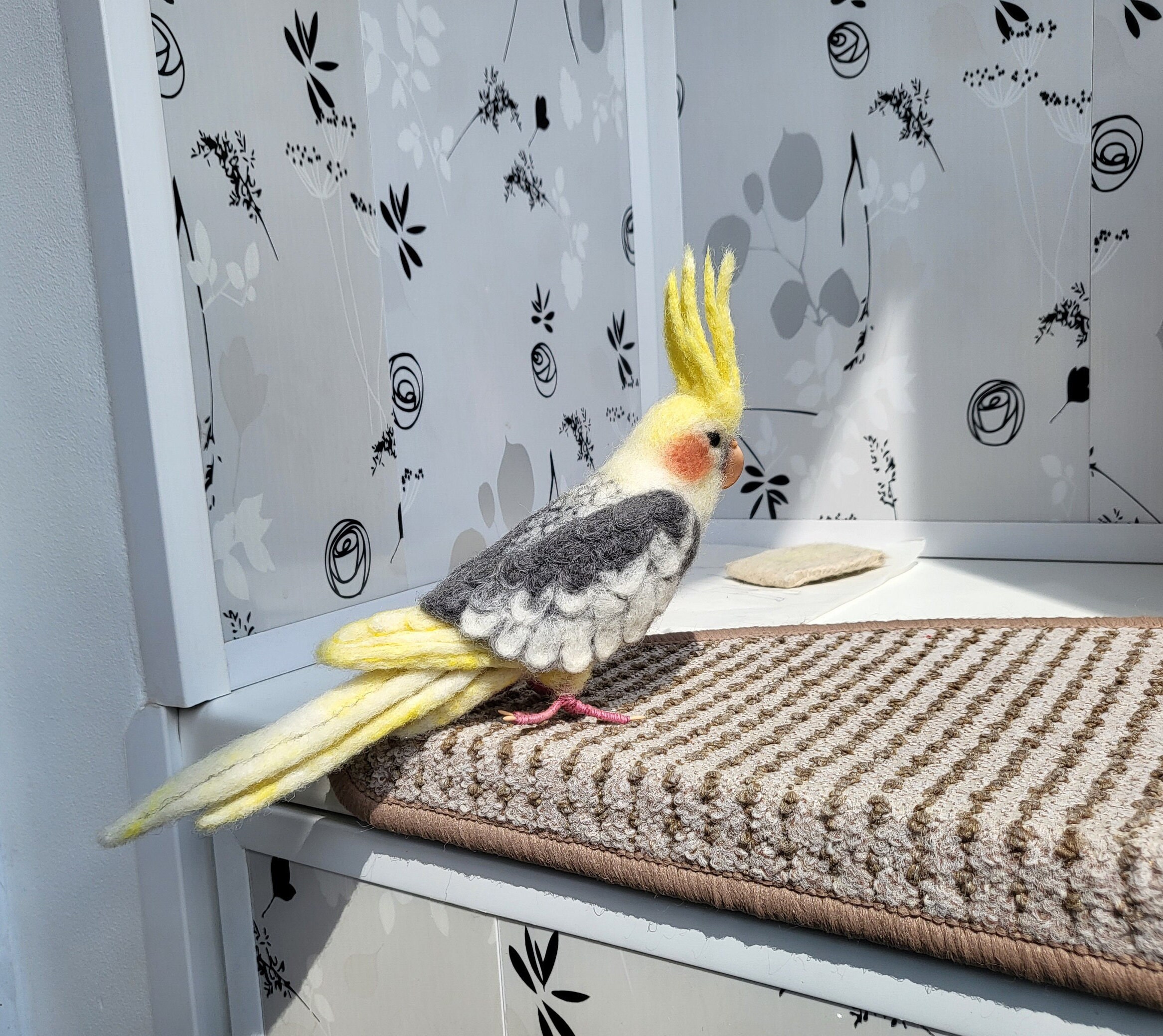Pied Cockatiel Wool Sculpture - Etsy