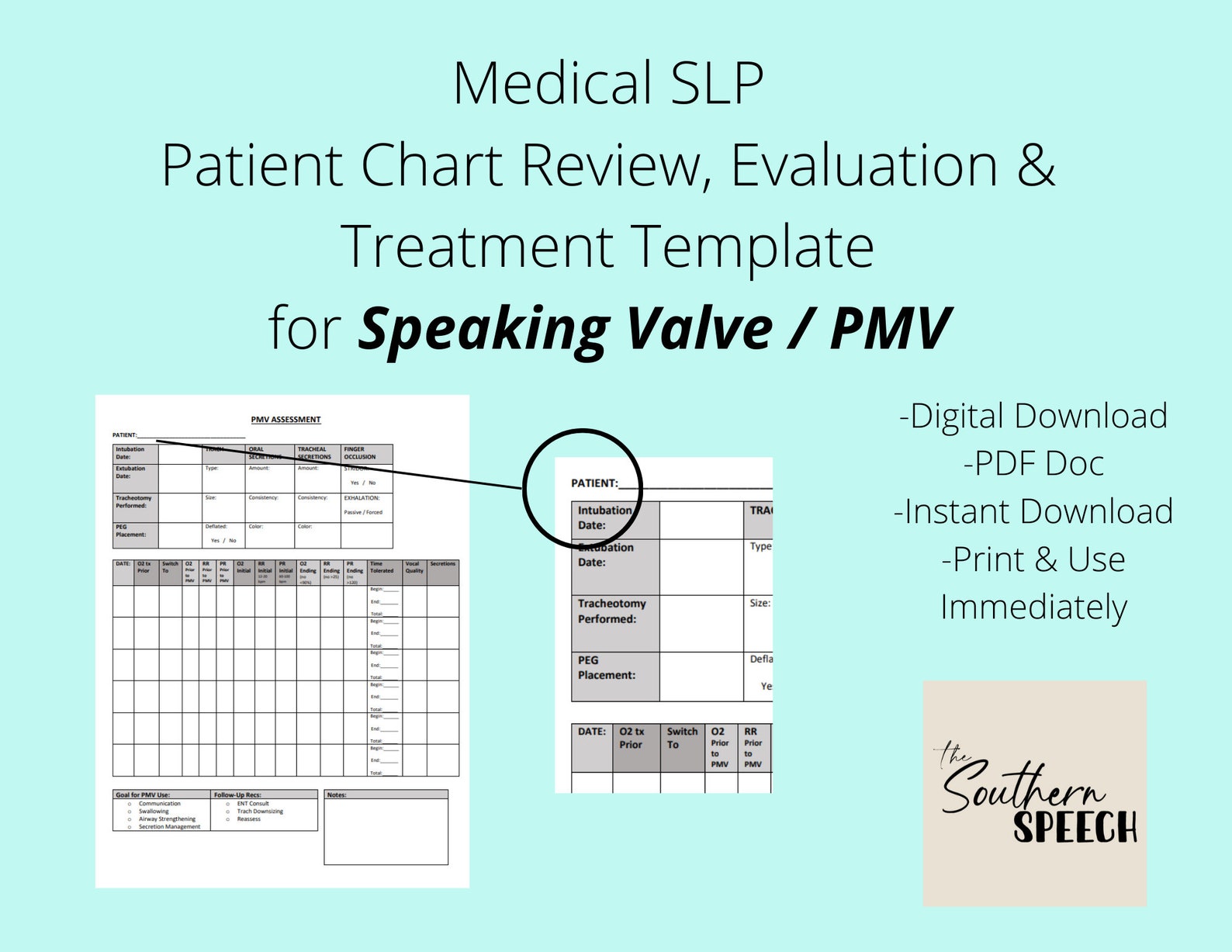 Medical SLP PMV Speaking Valve Patient Chart Review, Evaluation and ...