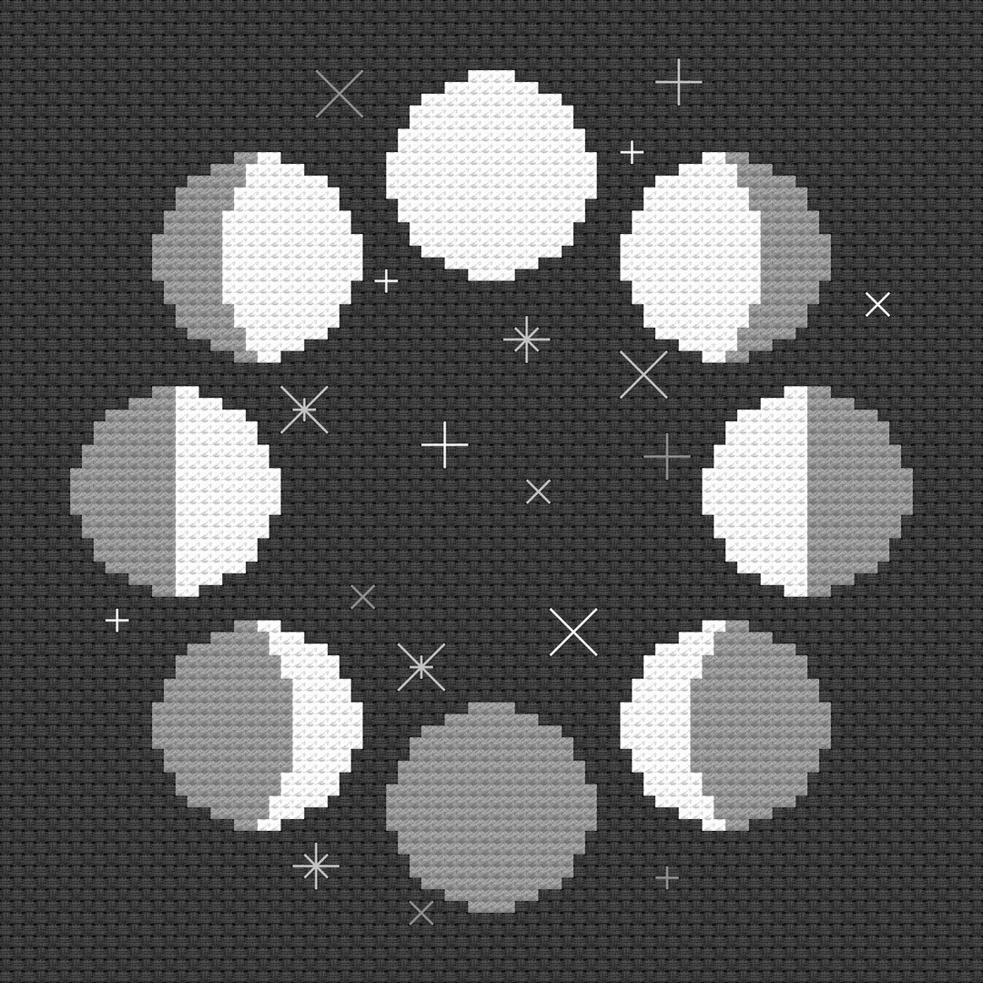 Cross Stitch Pattern | Moon Phases Pattern PDF Download | Lunar ...