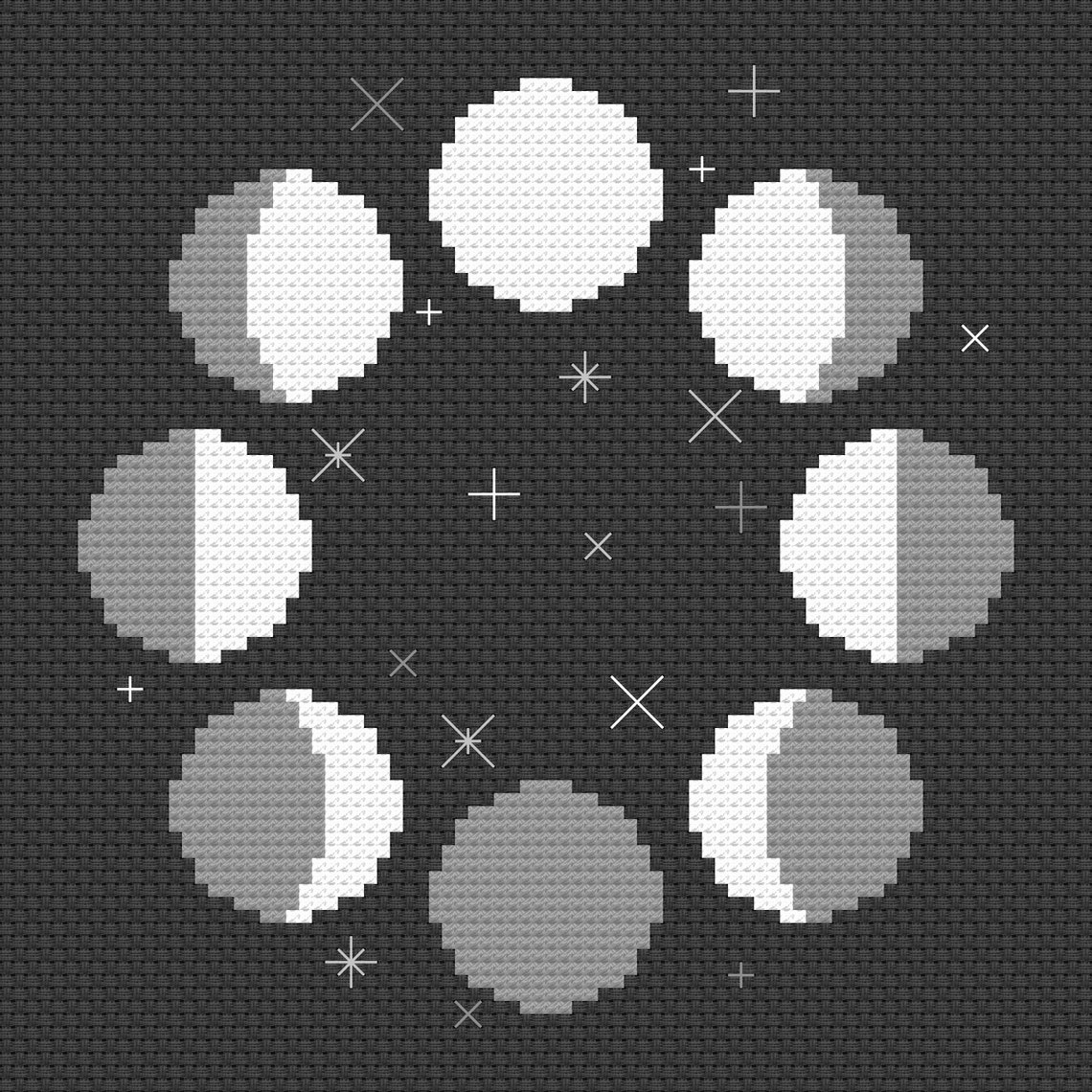 Moon Phases Cross Stitch Pattern | Lunar Astrology (PDF Download) - Etsy