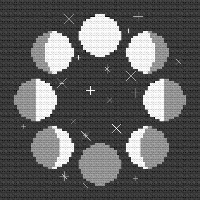 Cross Stitch Pattern | Moon Phases Pattern PDF Download | Lunar ...