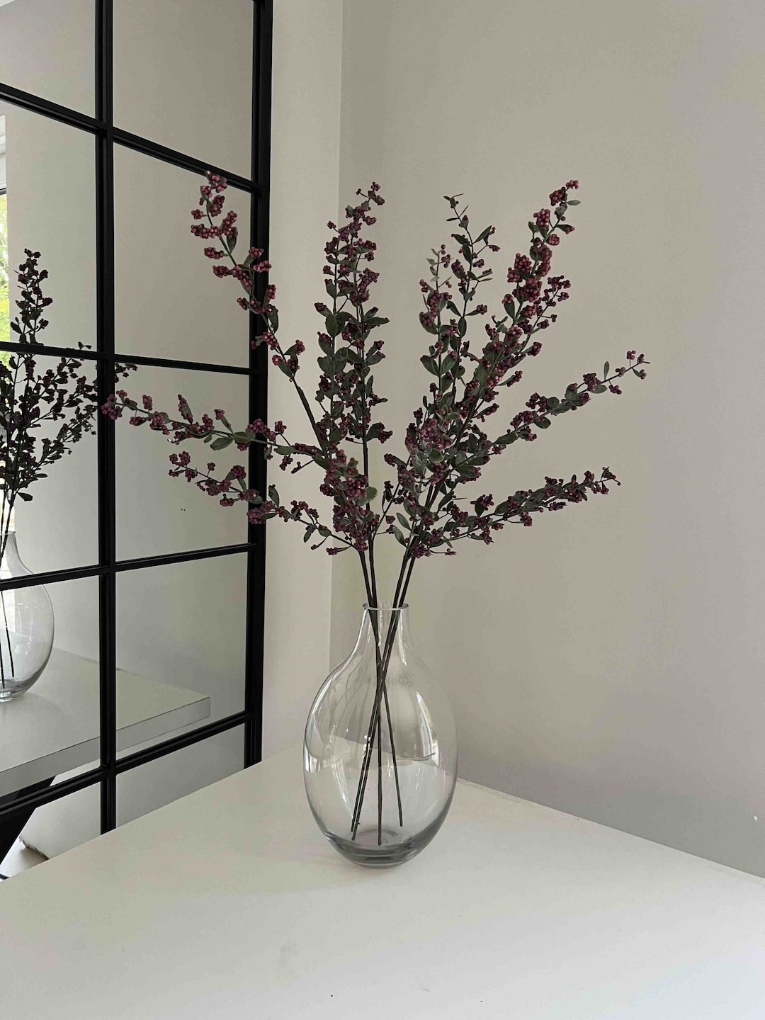 Burgandy Faux Berry Branches, Faux Flowers, Artificial Flowers, Faux ...