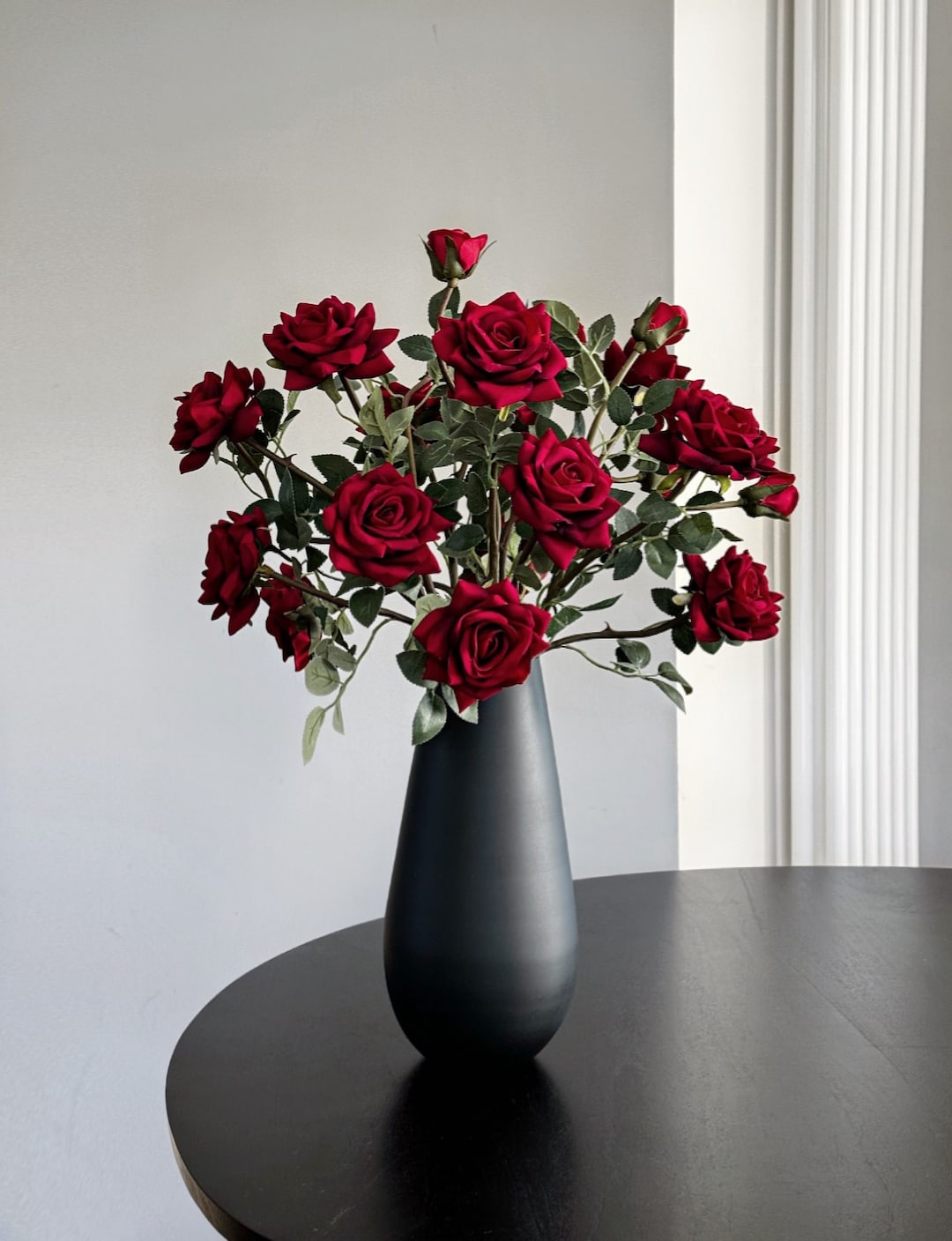 Faux Roses in a Vase, Red Roses, Rose Arrangement, Valentine's Flowers ...