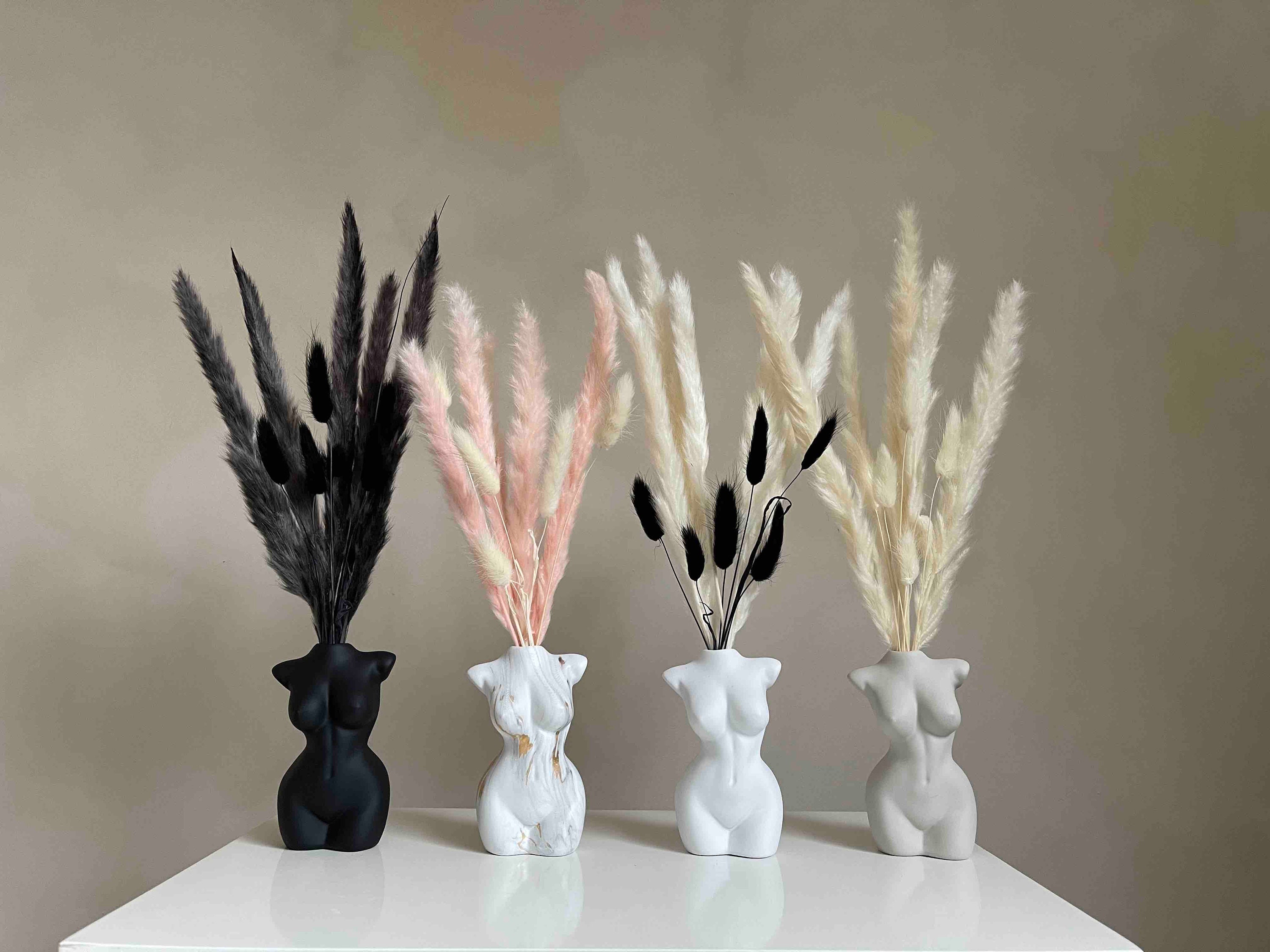Black Dried Flowers Bouquet, Vase Topper, Black Bunny Tails Bouquet ...