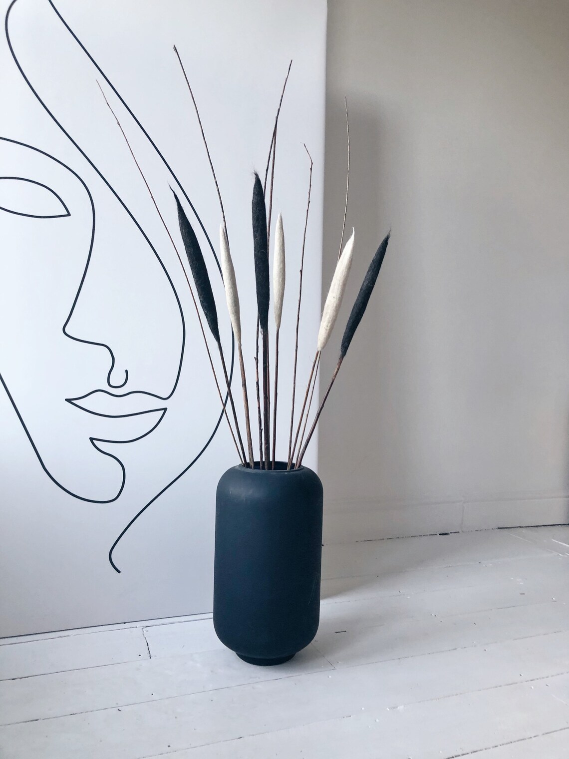 3 X Felted Bulrush / Cattail Reeds Home Decoration for Vase - Etsy