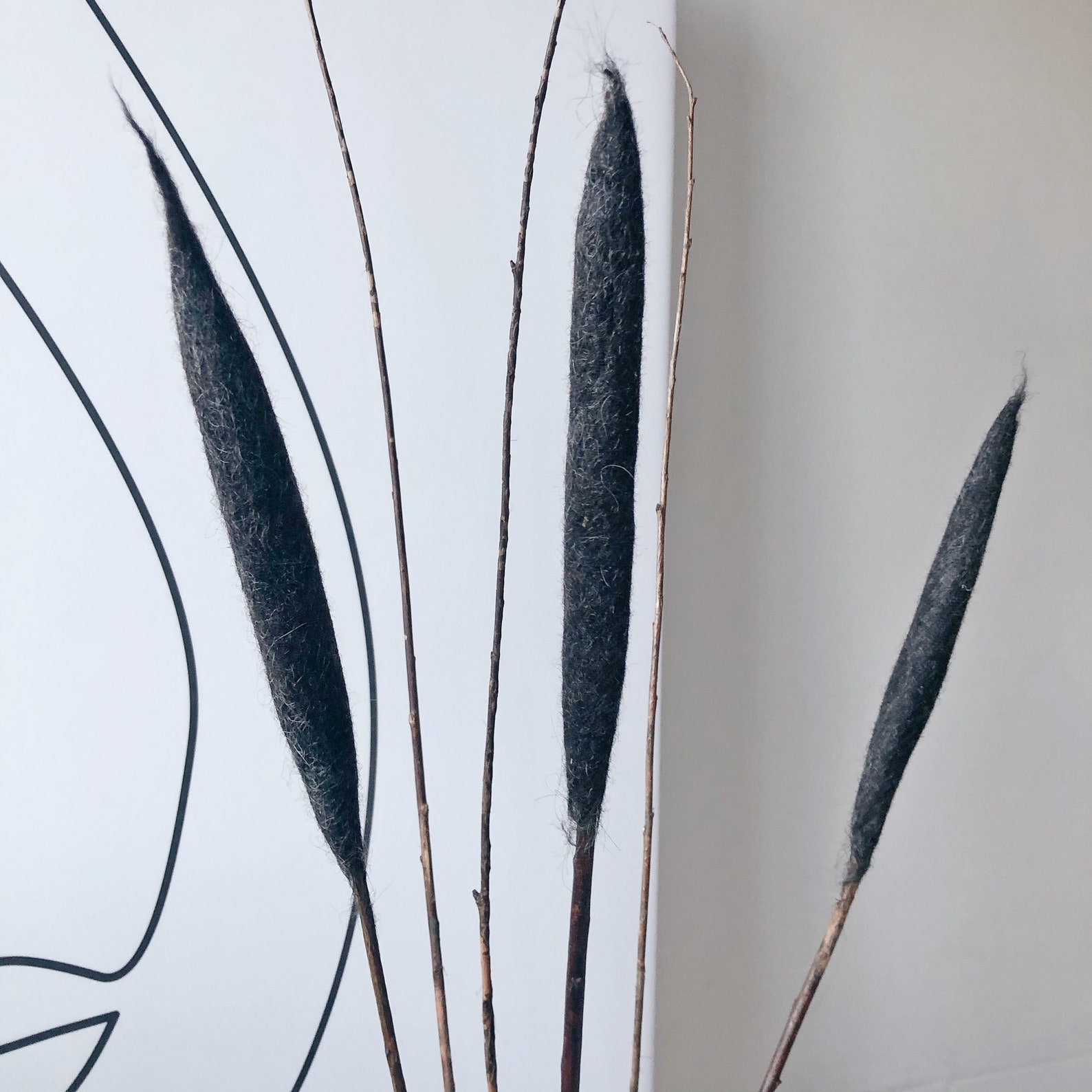 3 X Felted Bulrush / Cattail Reeds Home Decoration for Vase - Etsy