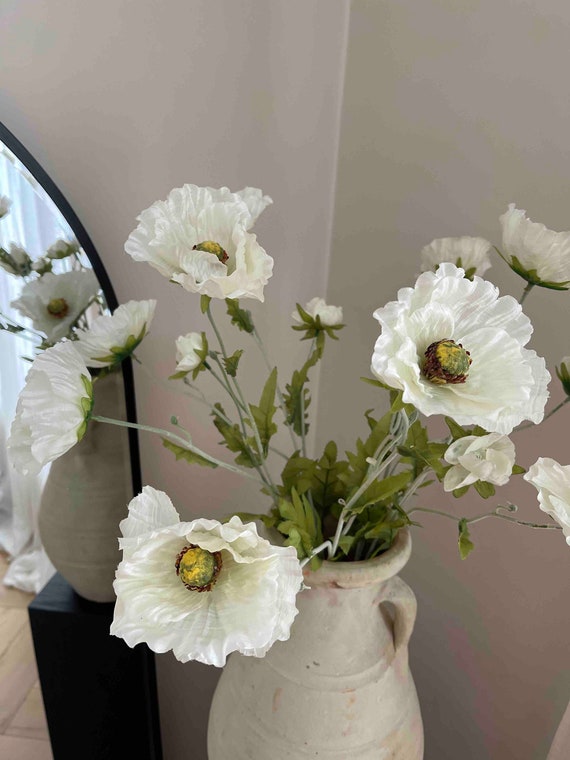Tall Faux White Poppies Artificial Poppy Faux Flowers - Etsy