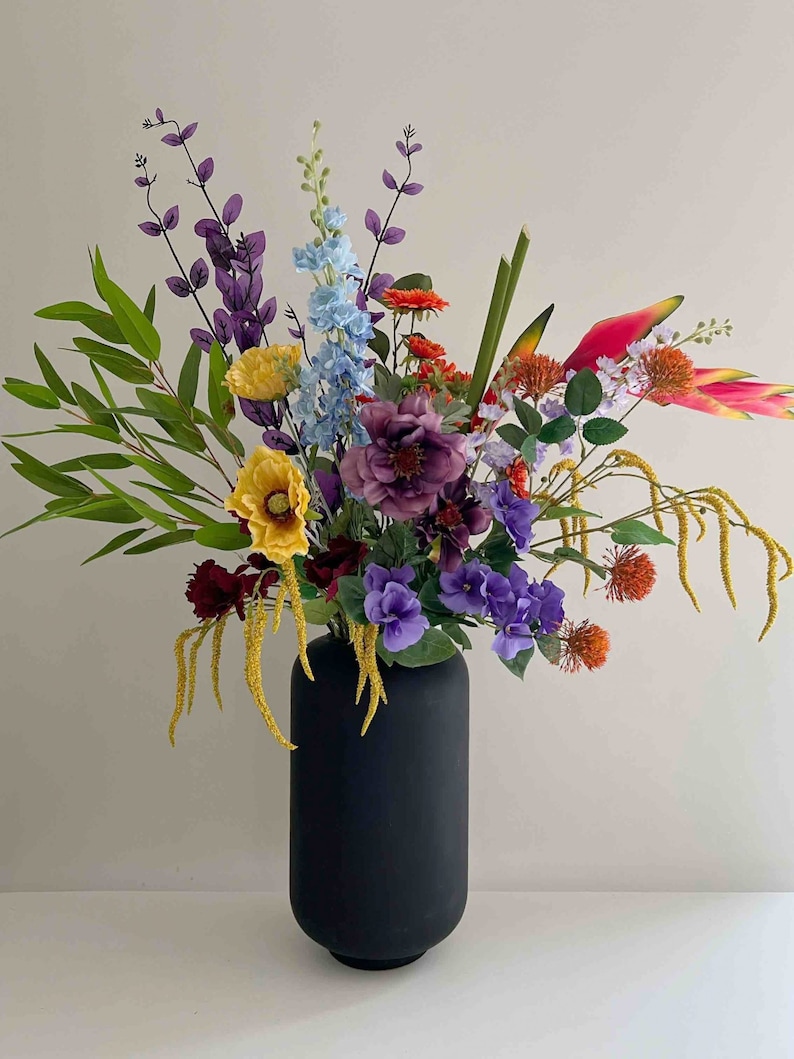 Multicoloured Bright Faux Flower Arrangement Spring Florals - Etsy