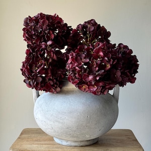 Autumn Burgandy Faux Hydrangeas, Artificial Hydrangeas, Faux Flowers, Orange Flowers, Autumn ...