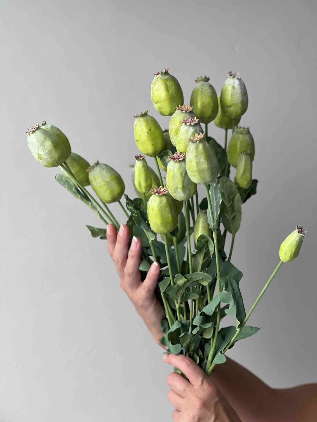 Artificial Poppy Head Stem, Poppy Bud Branch, Faux Poppy Stem ...